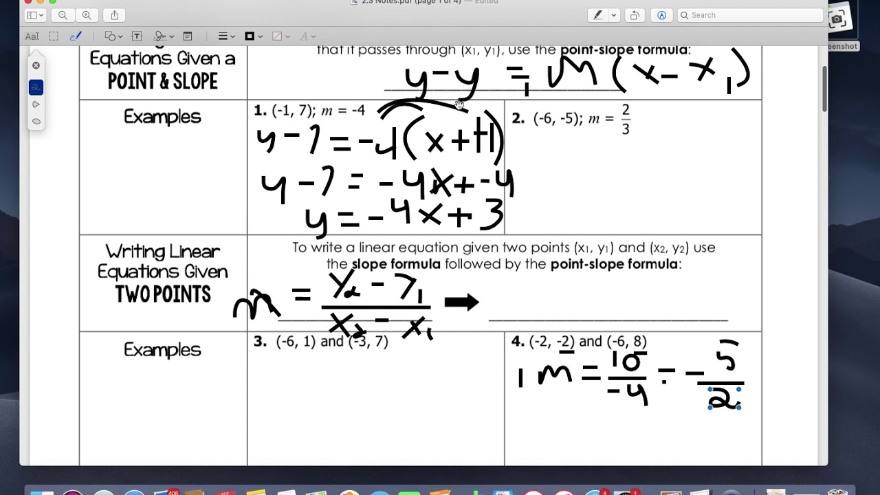 2.3 point-slope form - YouTube