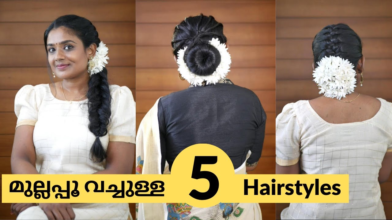 Traditional Hairstyles with Jasmine Flowers | Indian Hairstyles | Saree ...