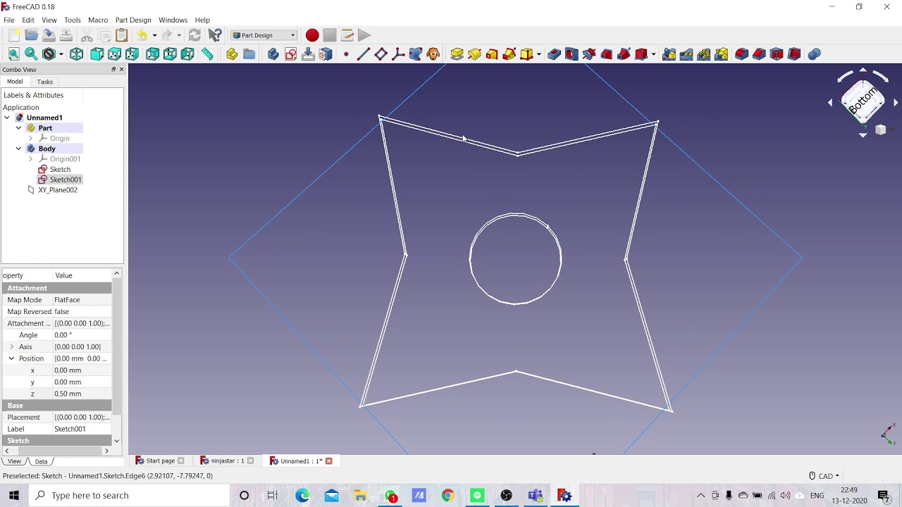 Making a Ninja Star Free CAD(By Athul PM )(Roll No. 20MT10014) - YouTube