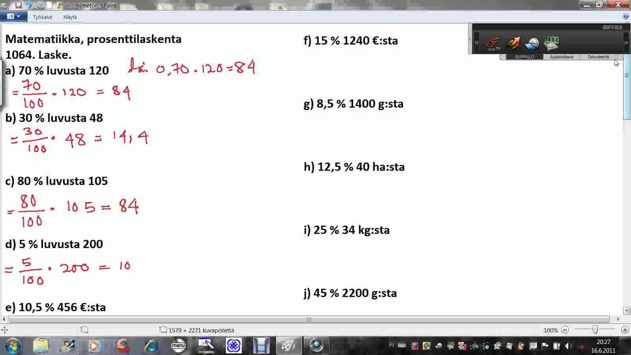Prosentti tehtävä 1064 - YouTube