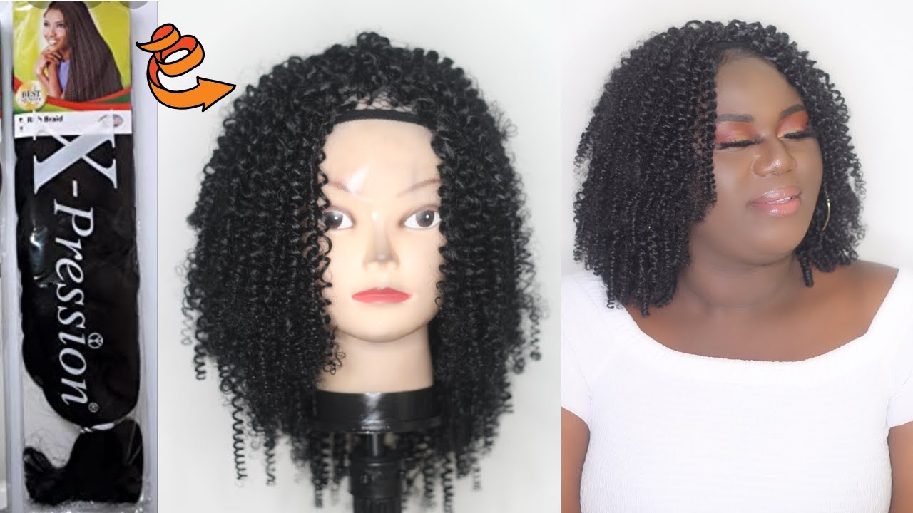 DIY: Curly Crochet Wig Using Braided Hair Extension- No Closure No Lace ...