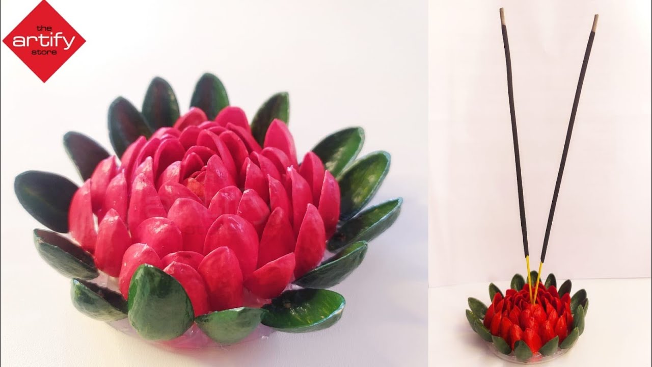 Pista shell Art || DIY Agarbatti Stand || #pistashellart - YouTube