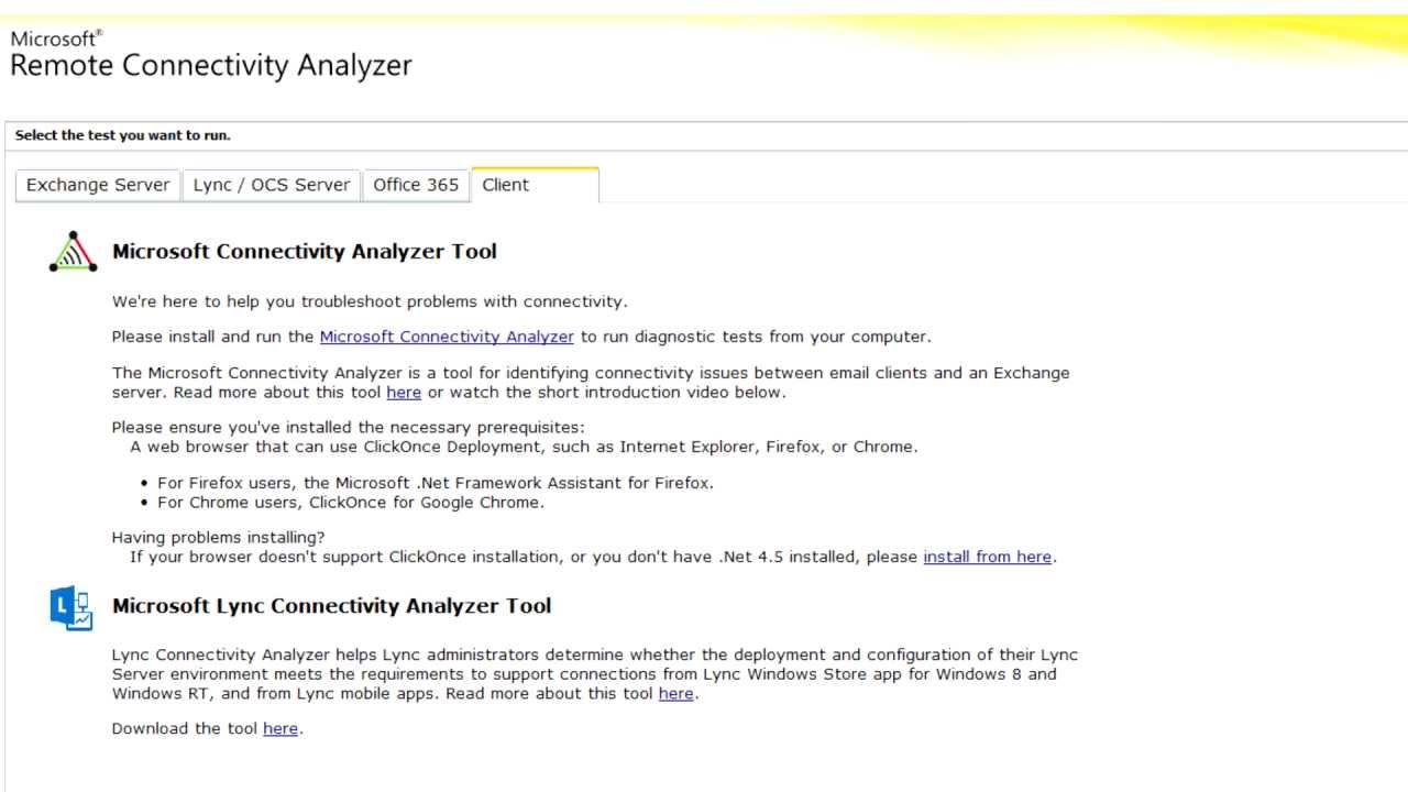 Microsoft Connectivity Analyzer Introduction - YouTube