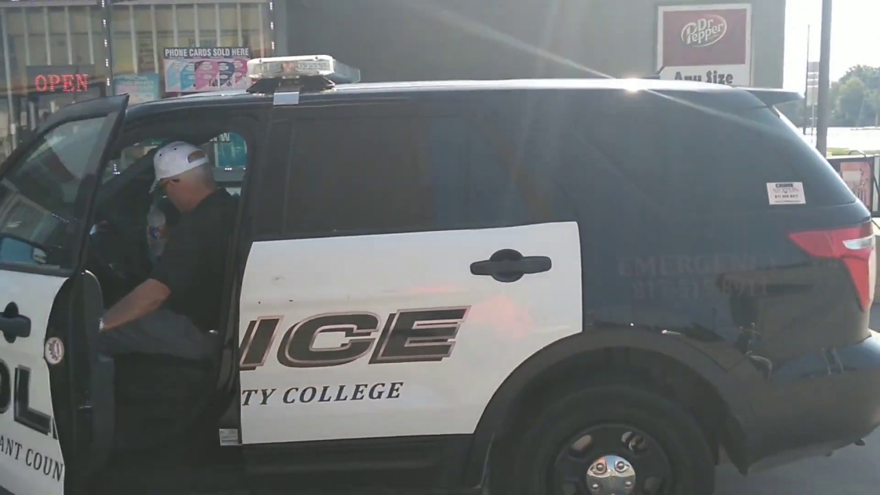 Tarrant County College Police Car Running and Door Open - YouTube