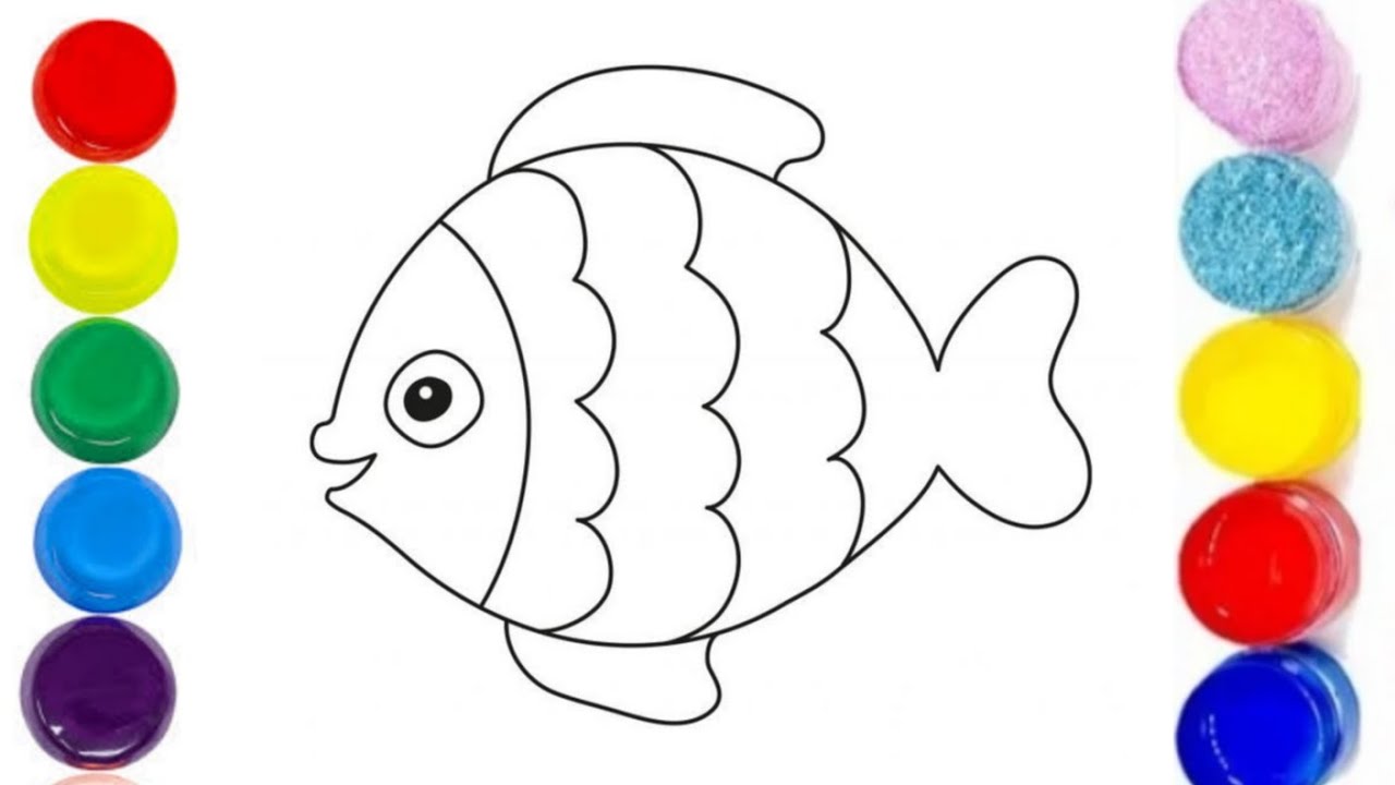 Let's Draw and Colour A Colourful fish 🐠//Kids colouring//Kids drawing ...