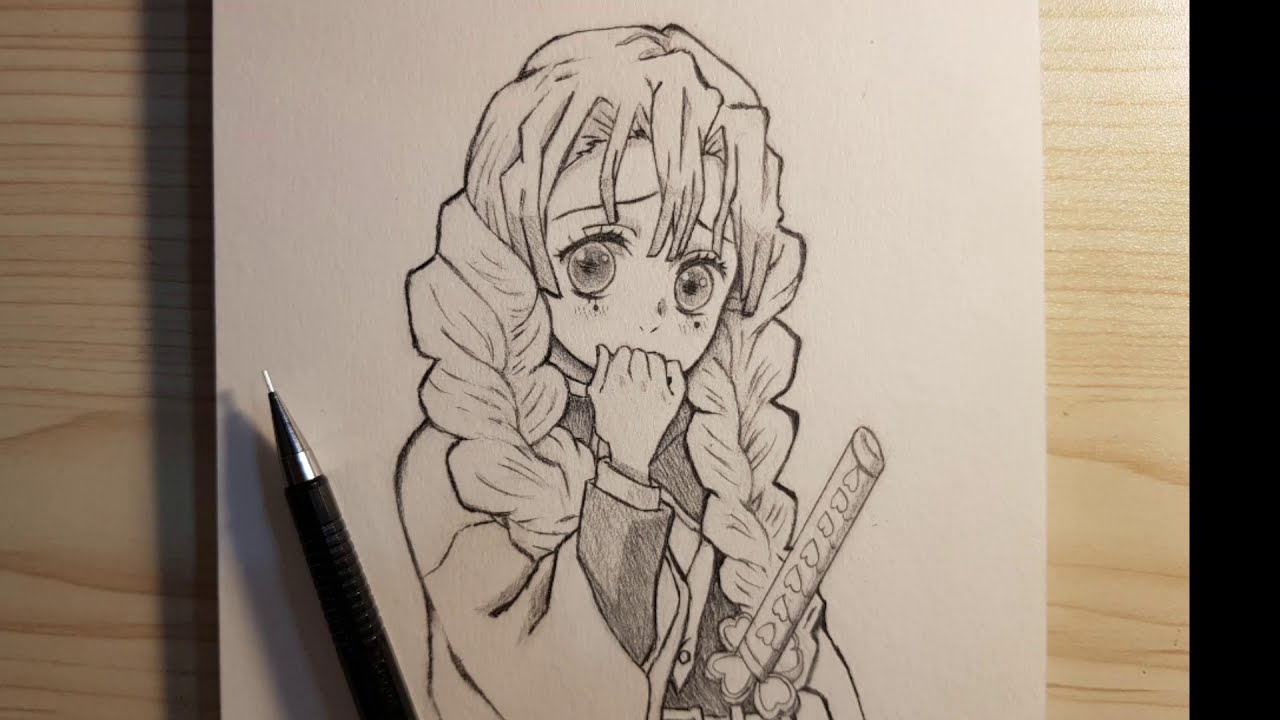 Pencil drawing/ Mitsuri kanroji 귀멸의 칼날 미츠리 그리기 - YouTube