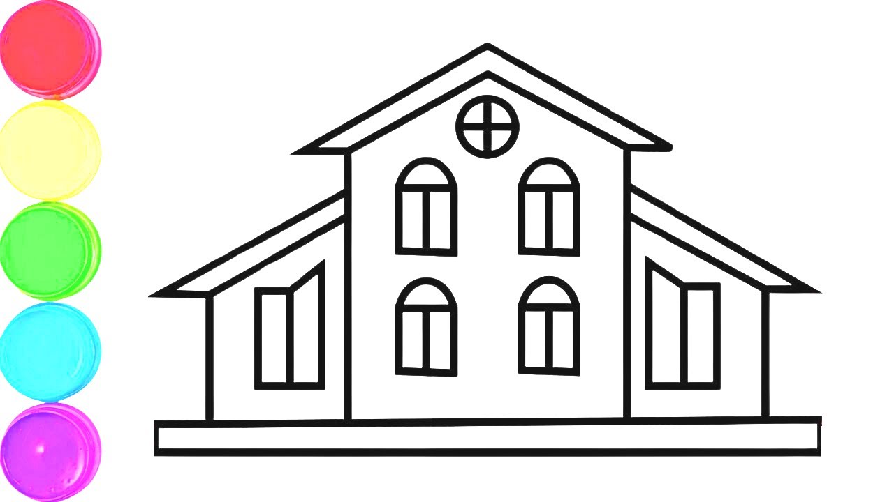घर का चित्र आसानी से बनाना सीखे || ঘর বাড়ি আঁকা || How to draw house ...