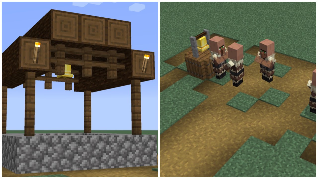 How to build a Minecraft Village Town Center/Meeting Point 1 & 2 (1.14 ...