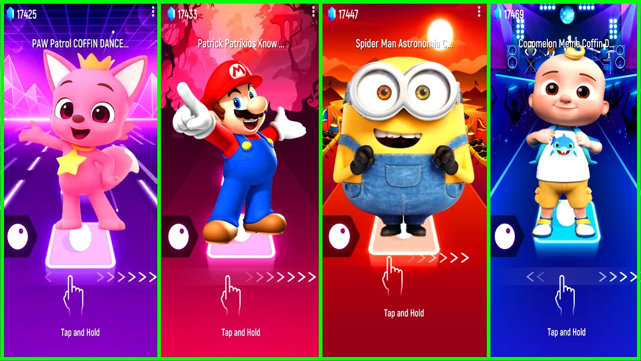 Pinkfong VS Mario VS Minions VS Cocomelon | Tiles Hop EDM RUSH - YouTube