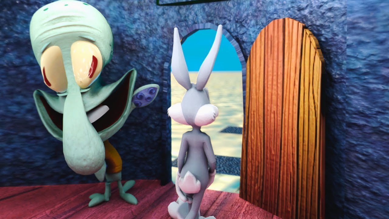 Squidward Kicking Looney Tunes Out of His House - YouTube