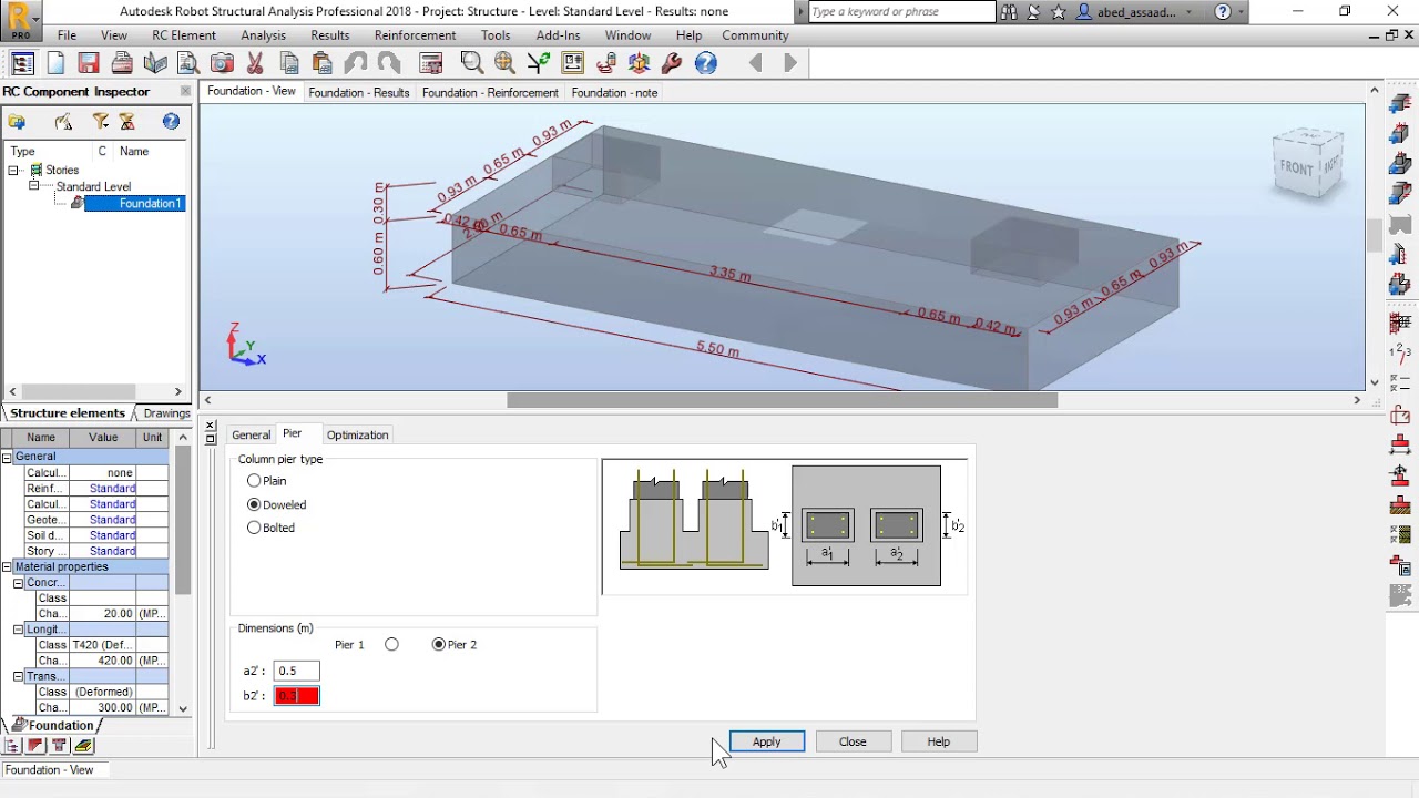 Combined footing in Robot Structural Analysis - YouTube