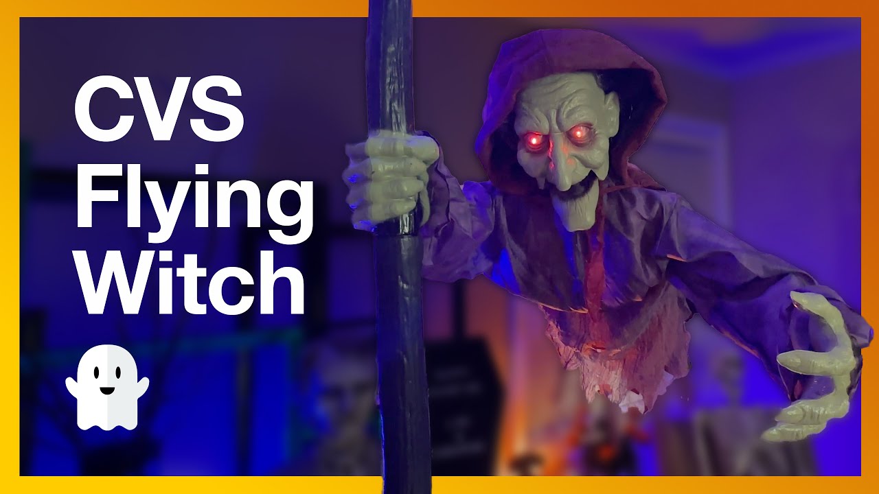 6' Flying Witch - Animated Halloween Prop from CVS - Spooky Village ...