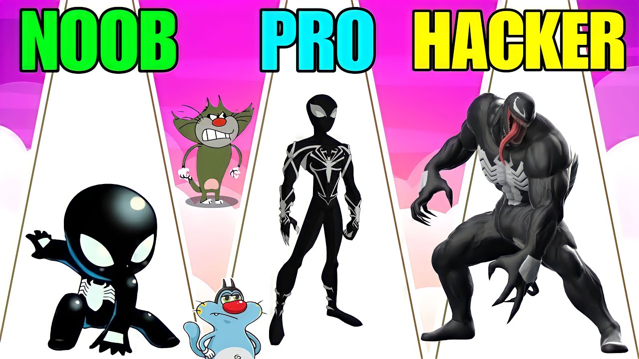 NOOB VS PRO VS HACKER || Venom Run 3D || With Oggy and Jack || Yashap ...