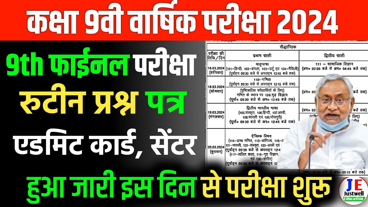 Bihar board class 9th annual exam 2024 Routine जारी | Class 9th annual ...