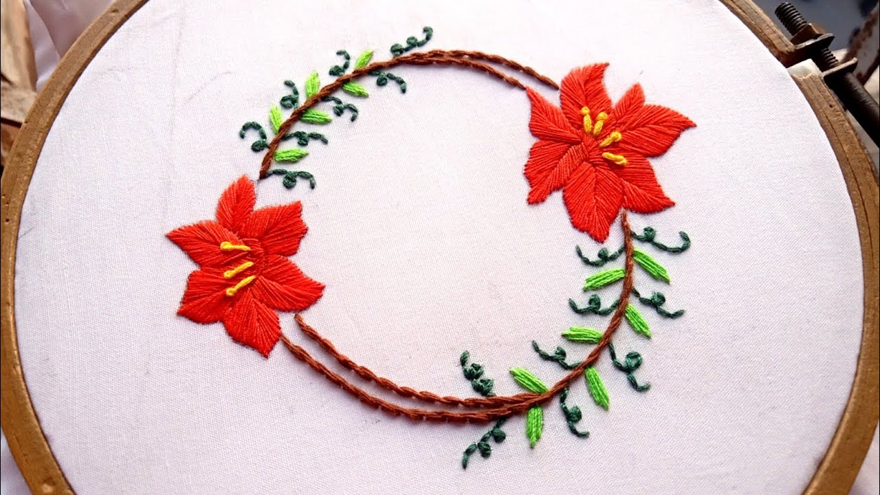 Round Floral Embroidery Design | Hand Embroidery Flower Design | Circle ...