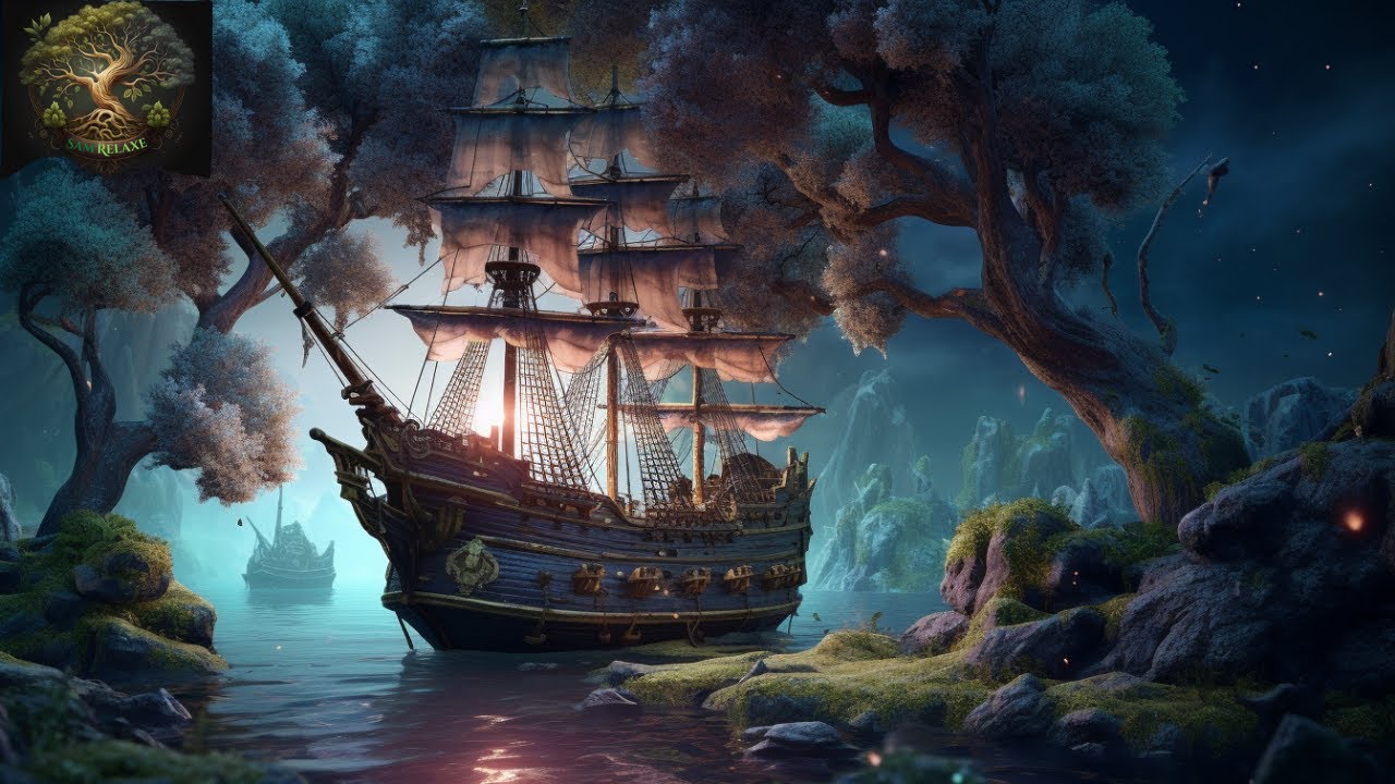 🏴‍☠️ Enchanted Pirate Ship Ambience • Ocean Waves & Wind • Sea Magic 4K ...