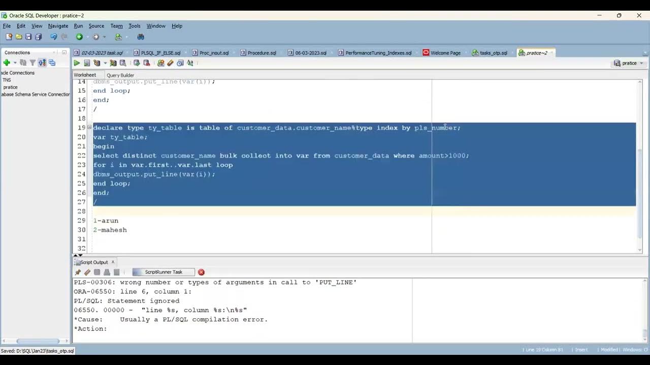 SQL Task|PLSQL collections with realtime examples|Bulk collect feature in Oracle - YouTube