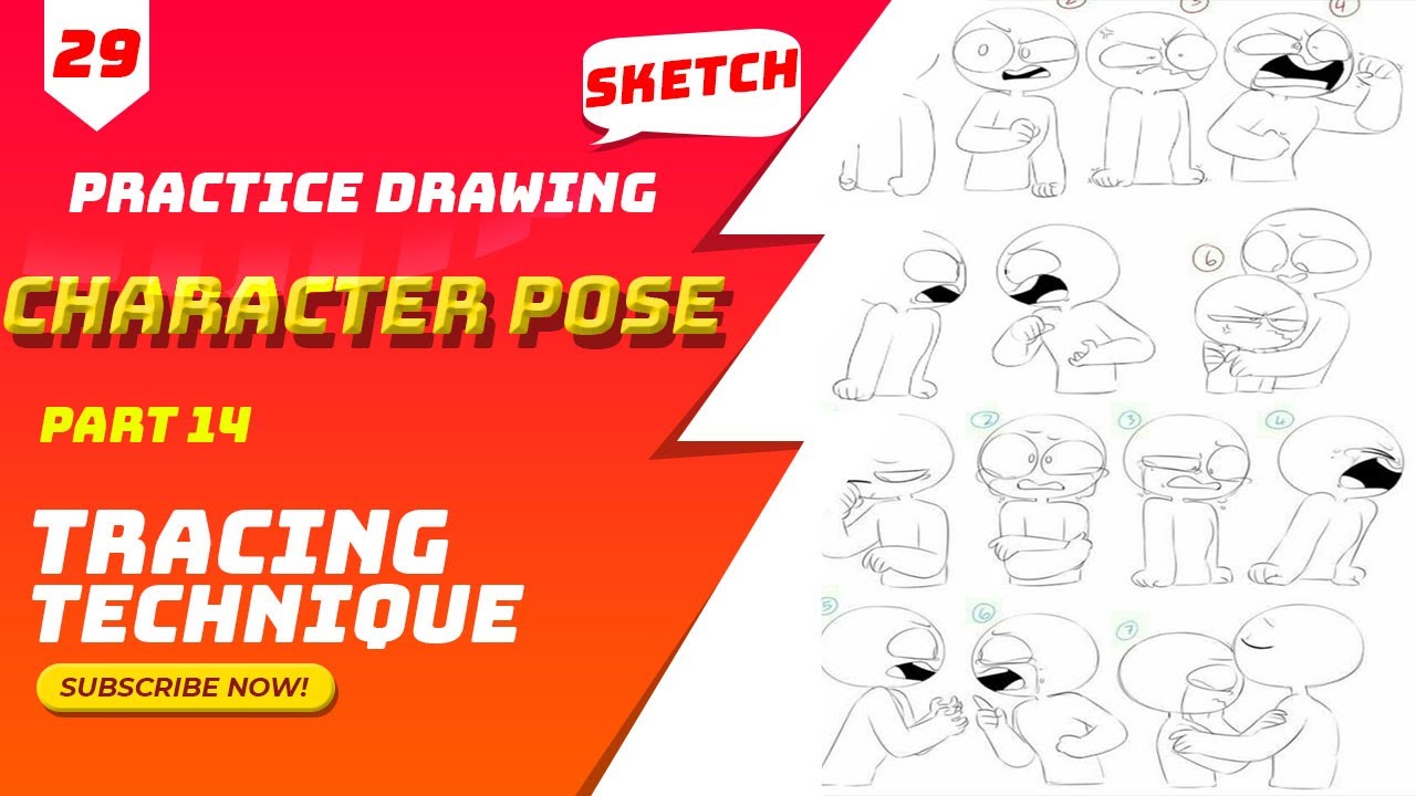 Character Pose Sketch Tracing Part 14 l Practice Drawing - YouTube