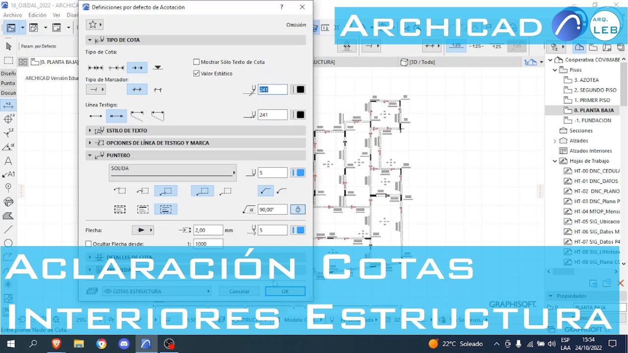 Aclaración de Cotas Interiores de Estructura - Archicad - YouTube