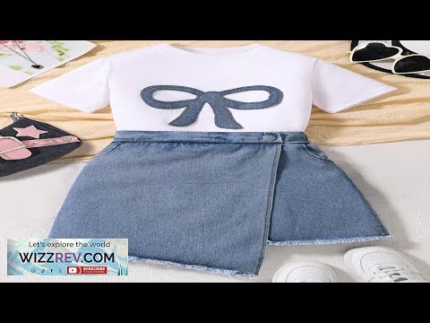 SHEIN Tween Girl Denim Bow Embroidered T Shirt & Denim Shorts Casual Outfit Review