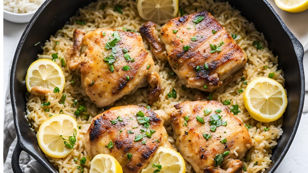 One Pot Lemon Garlic Chicken & Rice (Easy Chicken Recipe) | Juicy ...