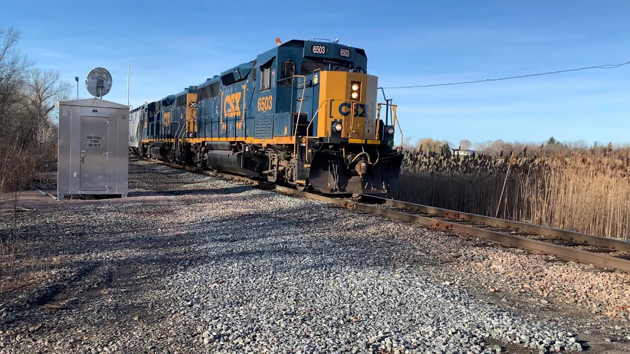 CSX 6503 leading L039 Northbound through Fort Covington + Radio chatter ...