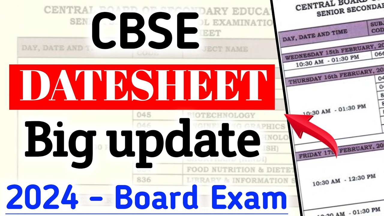 Cbse Datesheet 2024 Board Exam | Class 10 and 12 Time Table | Cbse News ...