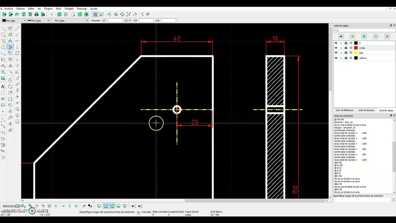 LibreCad: Tutorial 5 parte 2 Plano nº 2 - YouTube