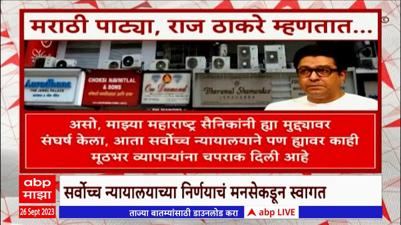 SC on Marathi Patya : मराठी पाट्यांवर 'सुप्रीम' आदेश, मनसेचं जोरदार ...