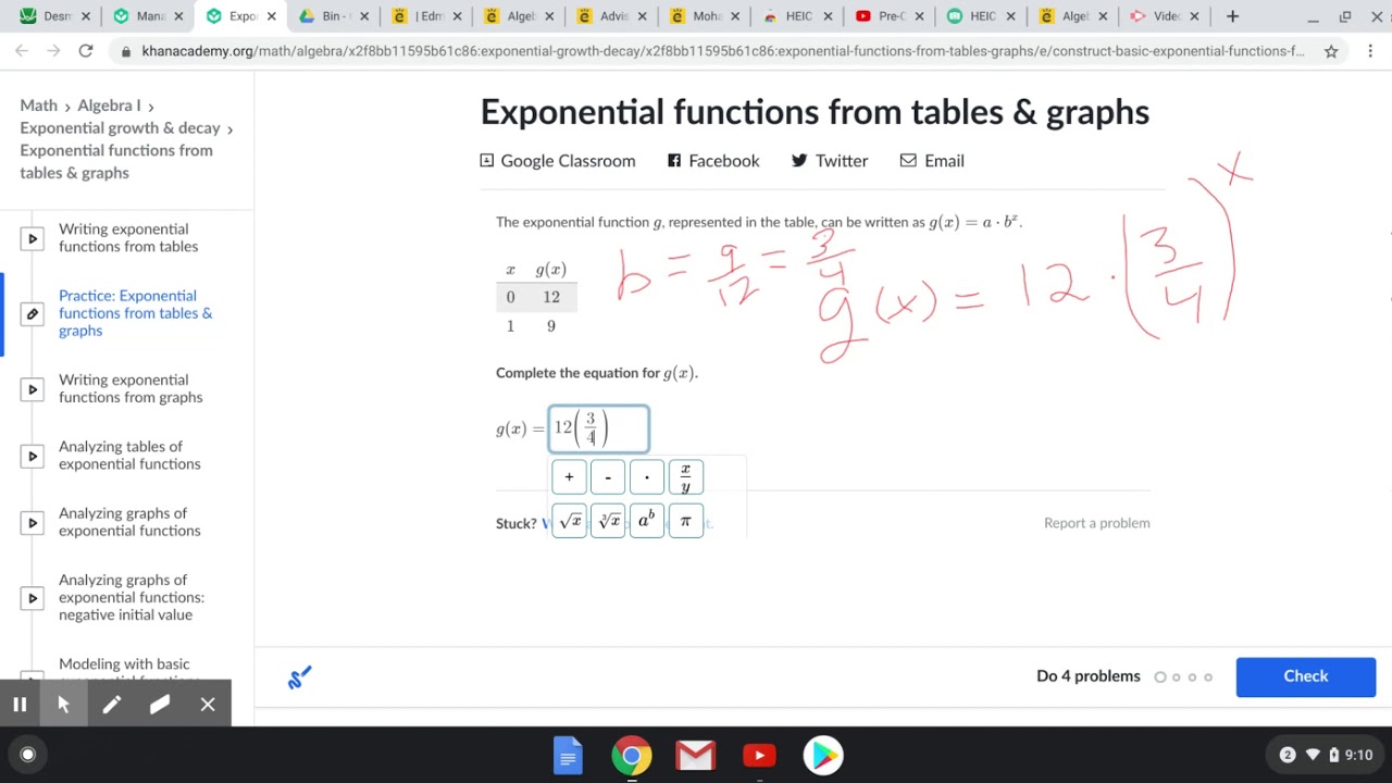 Exponential functions from graphs and tables - YouTube