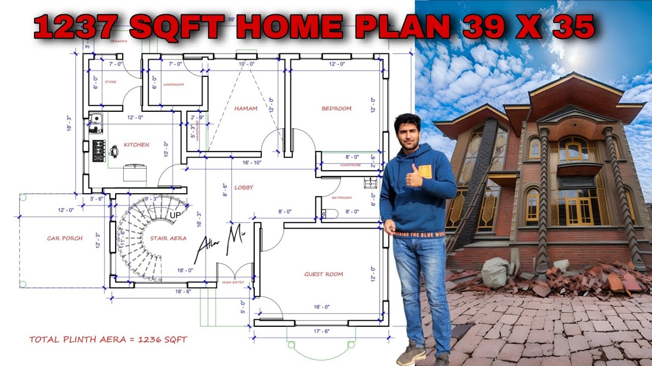 1236 Sqft Base Plan | Home Base Plan with 3D - YouTube