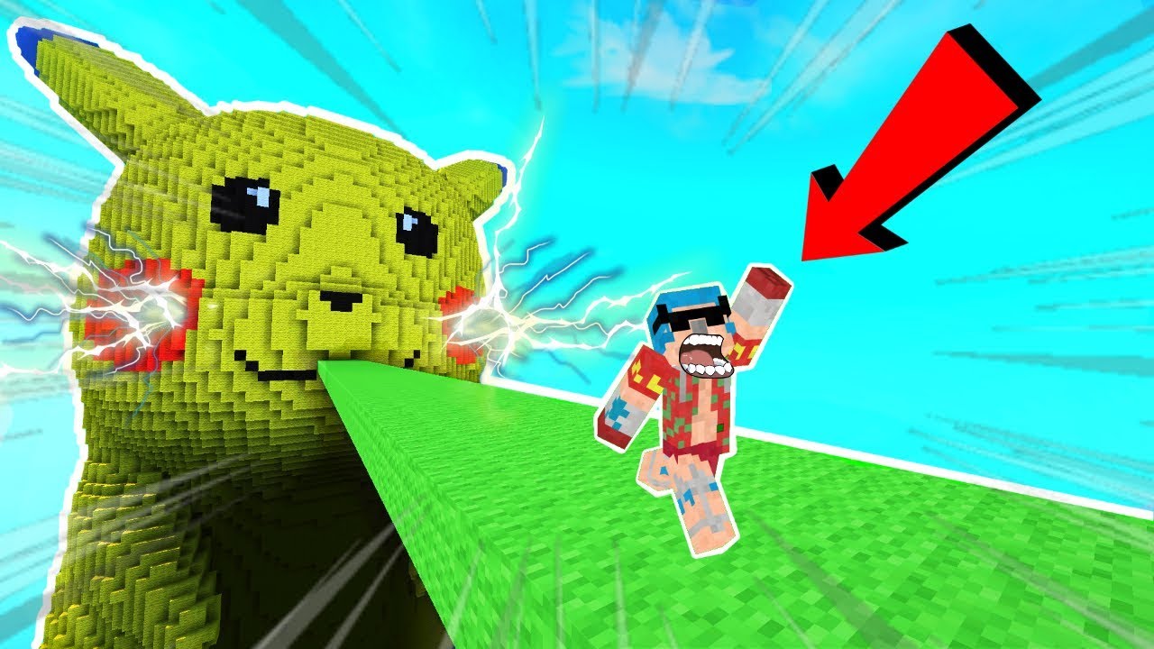 ⚠ ESCAPA DE PIKACHU TITAN GIGANTE EN MINECRAFT ⚡😱 POKÉMON CARRERA DE ...