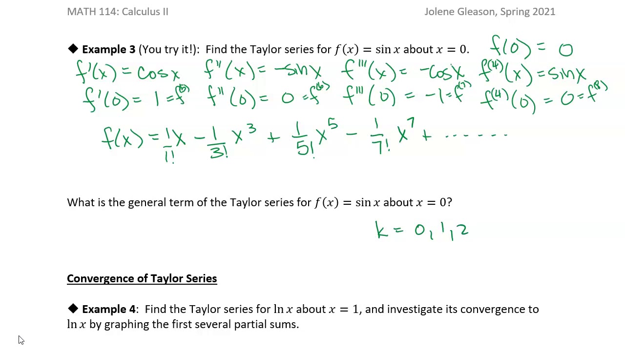 10.2 Taylor Series: Example 3 - YouTube