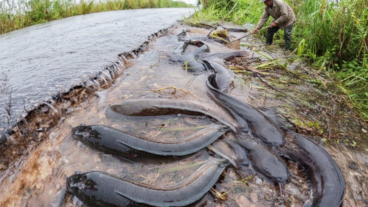 Unbelievable! Giant Catfish Overflow During Flood – Massive Catch - YouTube