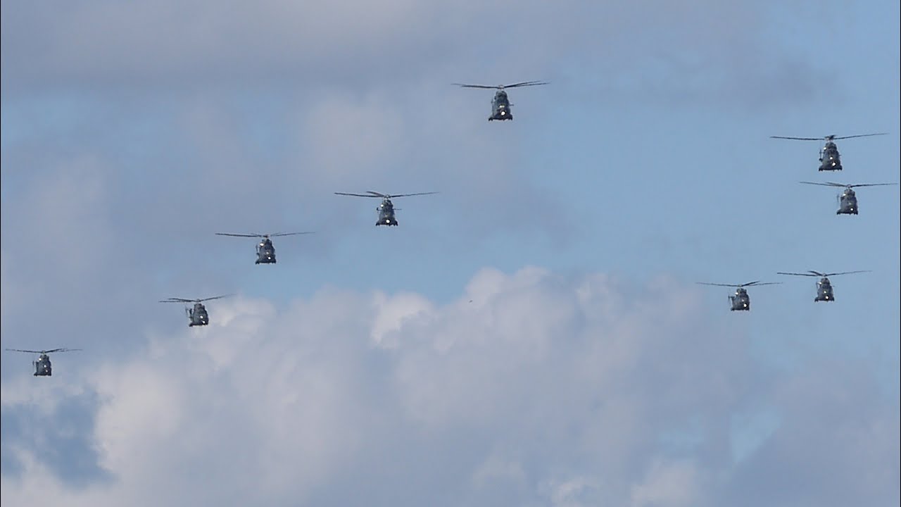 RAF Puma Helicopters 50th Anniversary Flypast - YouTube