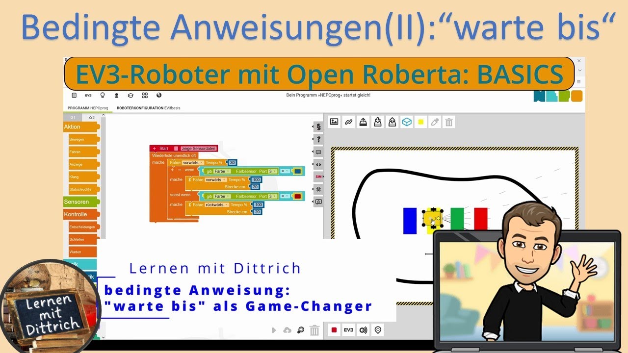 Lego Mindstorms EV3 ( Open Roberta) - Basics: Bedingte Anweisung "warte ...