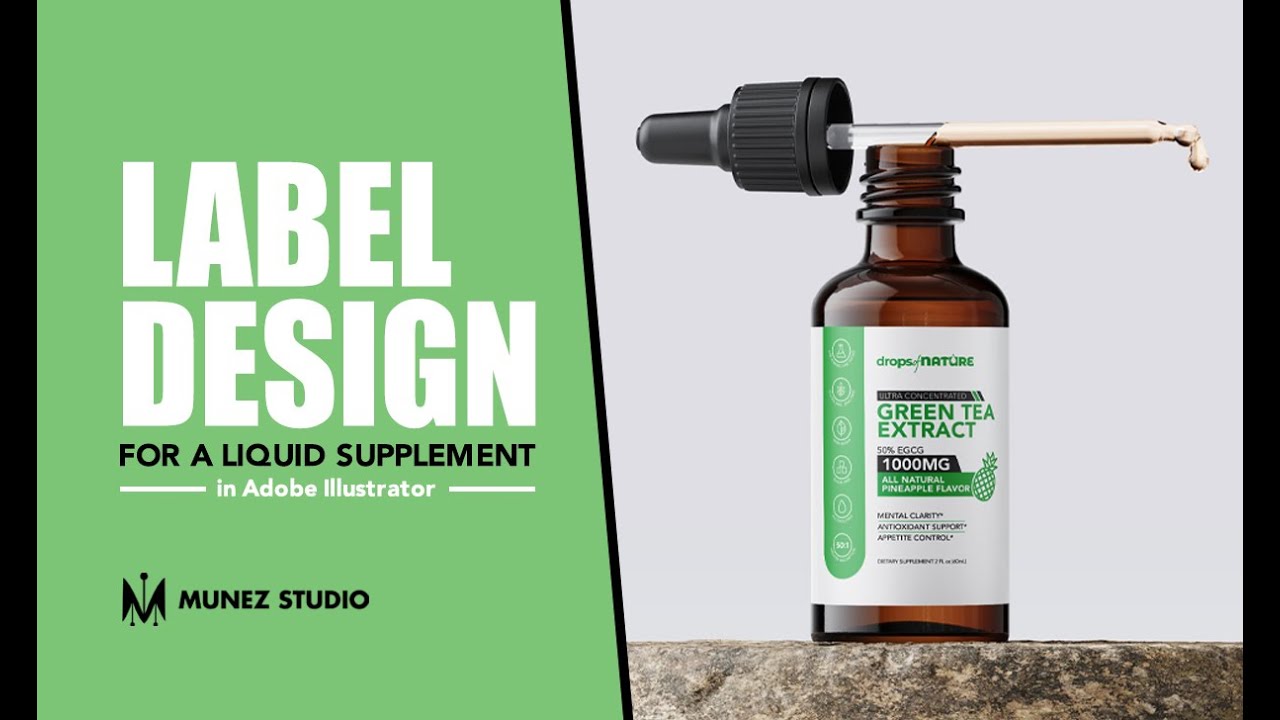 Liquid Supplement Label Design in Adobe Illustrator - YouTube