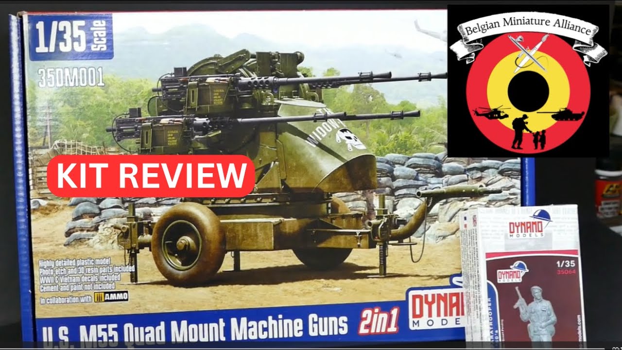 1/35 Scale - Review Dynamo Models Kit - M55 quad AA gun + figure - YouTube