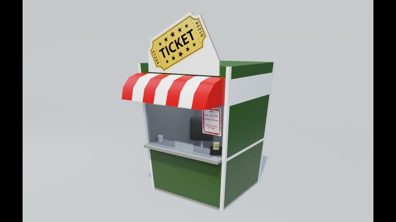 Ticket Office - Bilheteria 3D Model Low Poly - YouTube