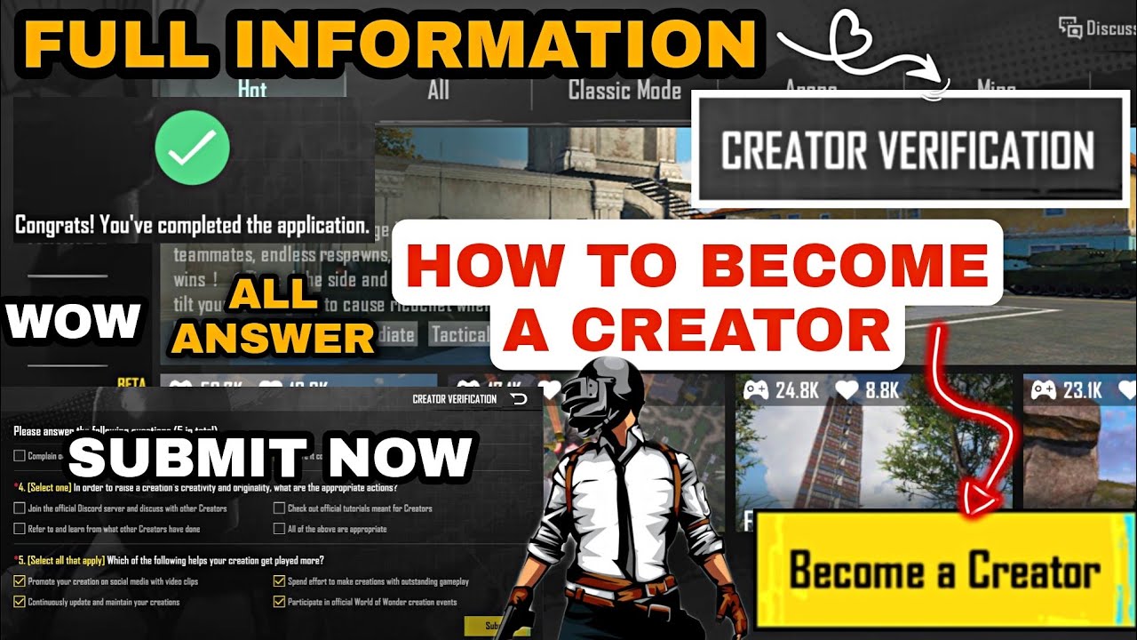 HOW TO BECOME A CREATOR IN PUBG WOW CREATOR VERIFICATION IN PUBG - YouTube