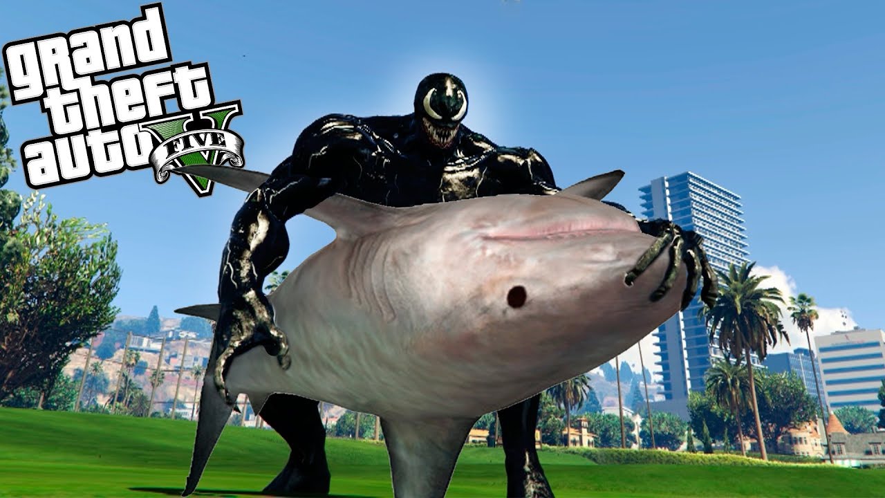 VENOM CAZA UN TIBURÓN | NUEVOS PODERES GTA 5 MOD VENOM - YouTube