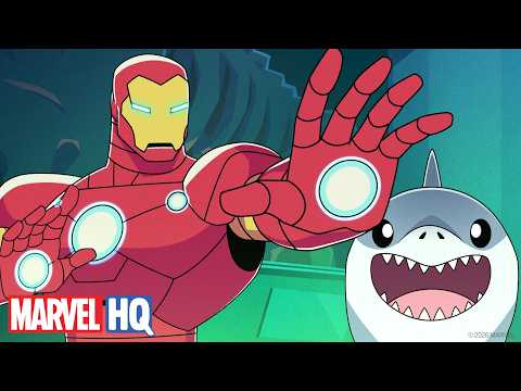 Jeff & Iron Man Save the Museum 🦈🏛️😱 | Jeff & His Super Hero Friends | @MarvelHQ