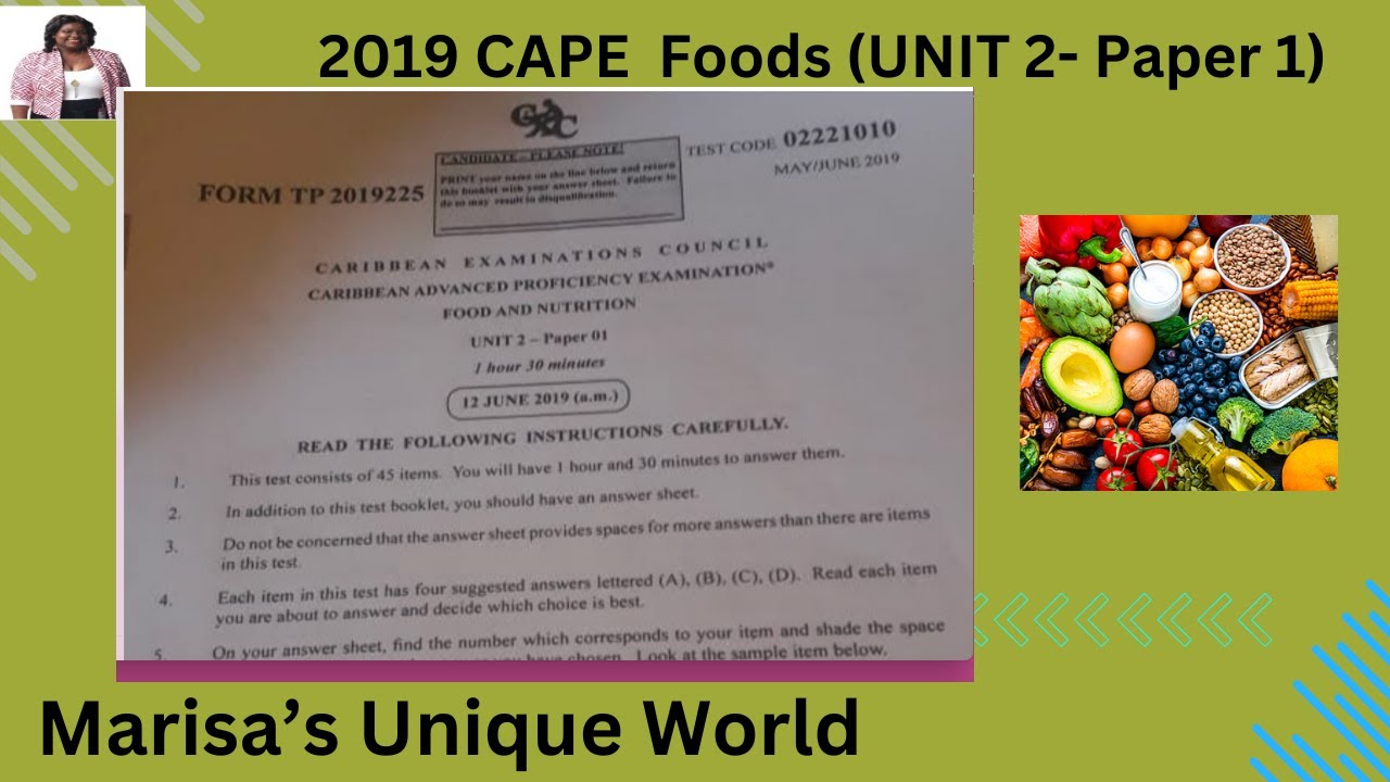 2019 CAPE Foods UNIT 2 -Paper 1 - YouTube