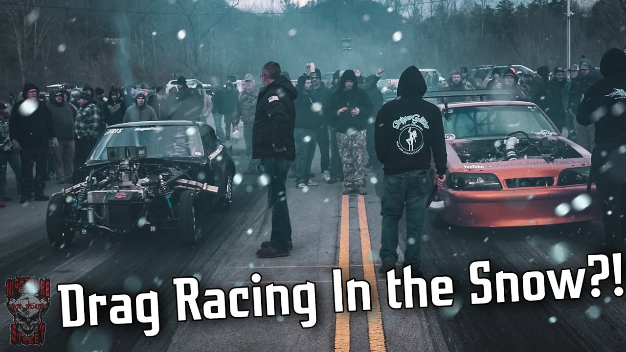 DRAG RACING IN THE SNOW?! Turbo John Small Tire No Prep - YouTube