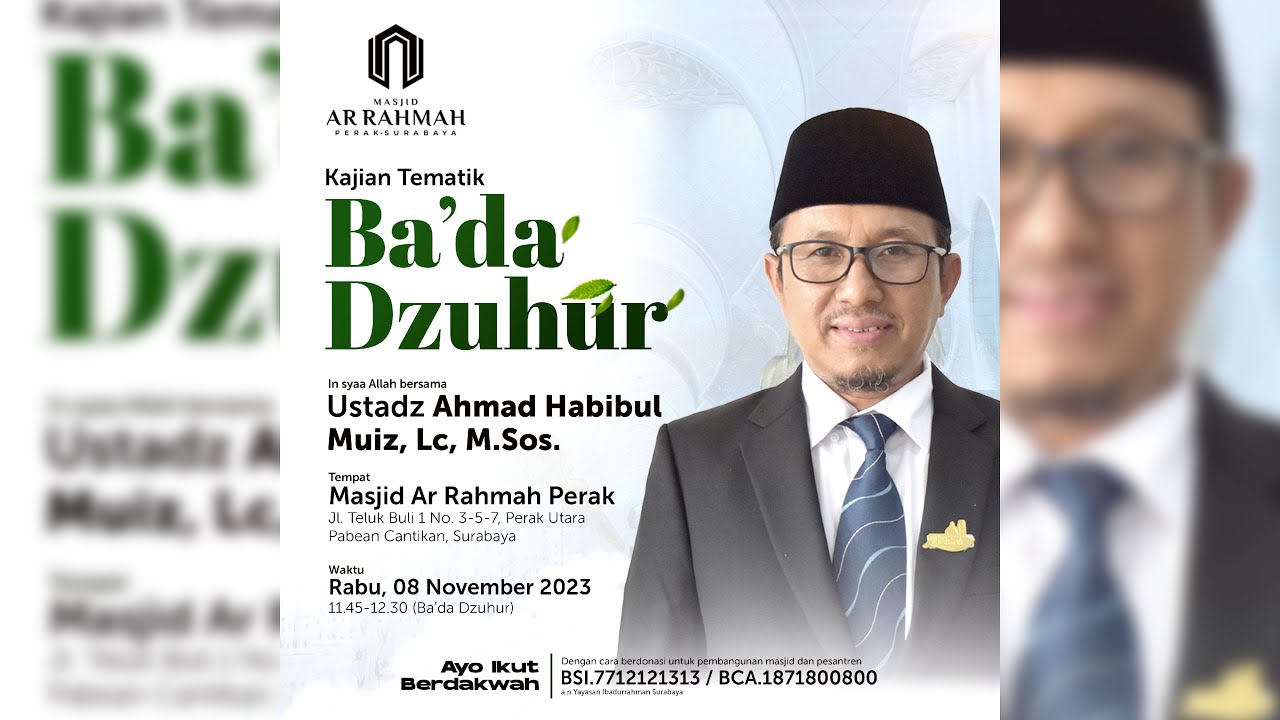 LIVE - Kajian Rabu Siang || Ustadz Ahmad Habibul Muiz, Lc, M.Sos. - YouTube