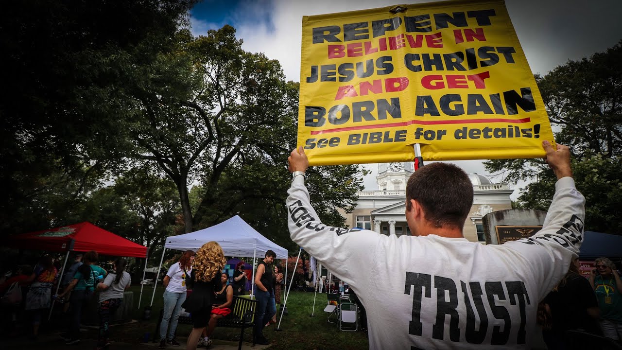 Nolan Preaching at Shelby Pride 2023 - YouTube