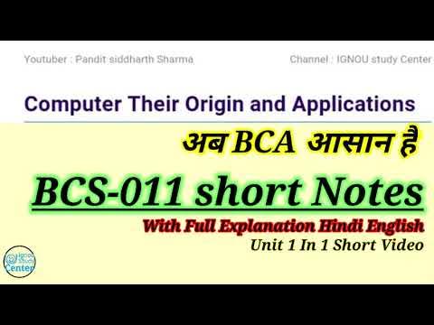 BCS 11 Notes || Ignou Bcs 011 Unit 1 Short Notes | Computer their ...