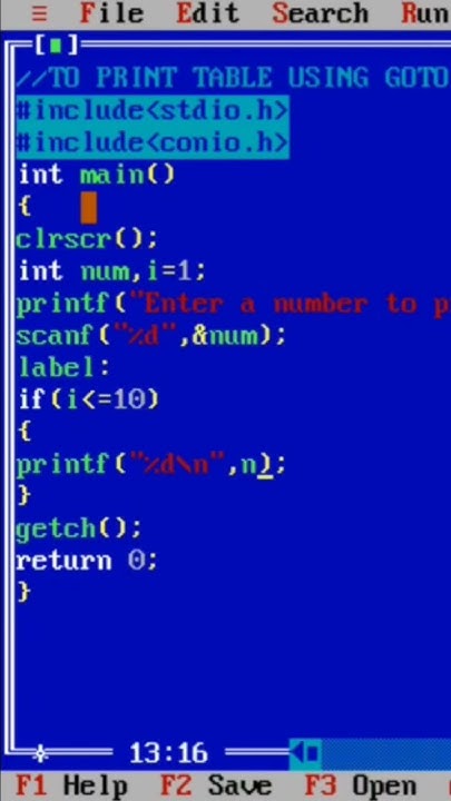 To print the table using the goto statement in C Programming - YouTube