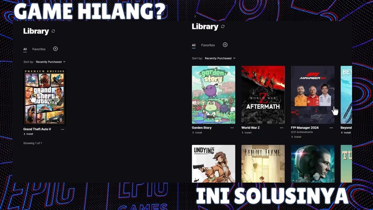 Cara Mengatasi Game yang HILANG di LIBRARY EPIC GAMES - YouTube