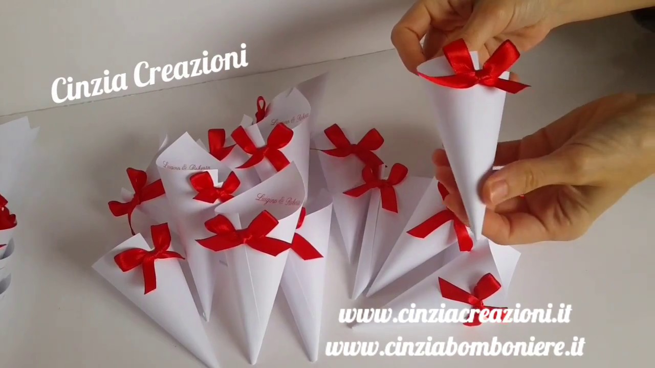 Coni Portariso Confettata Matrimonio fiocco rosso - YouTube